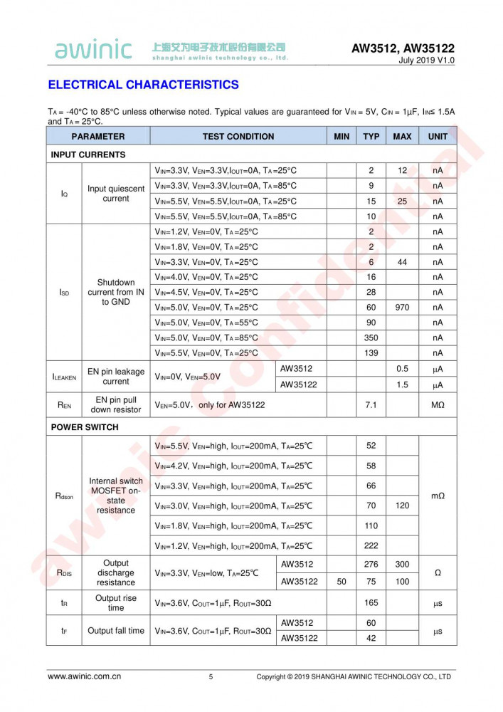 AW3512FDR datasheet page 5