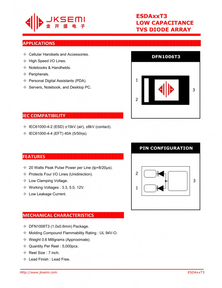 ESDA05T3 datasheet page 1