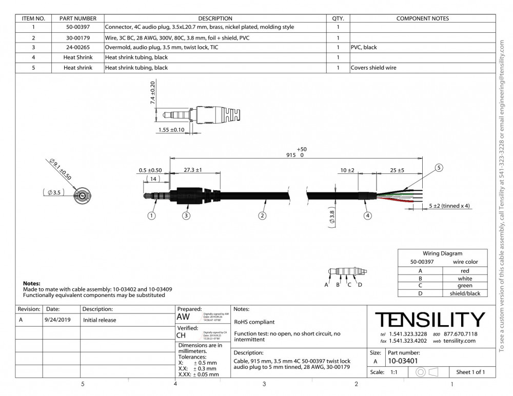 Tensility International 10-03401 product drawing