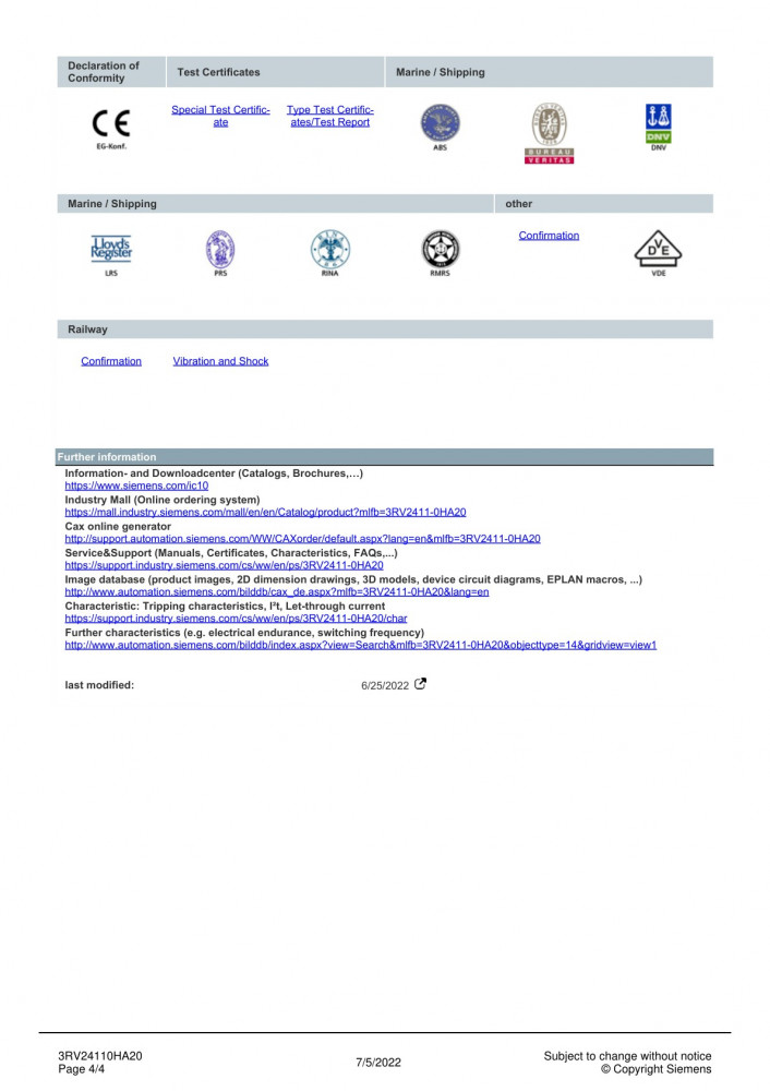 3RV24110HA20 datasheet page 4