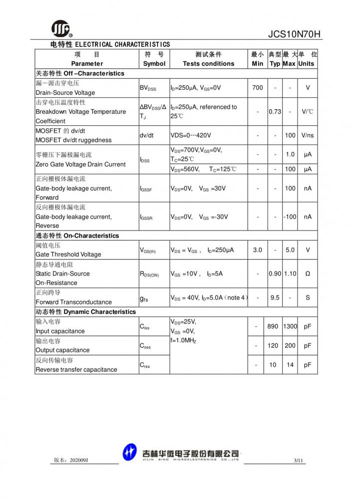 JCS10N70FH datasheet page 3