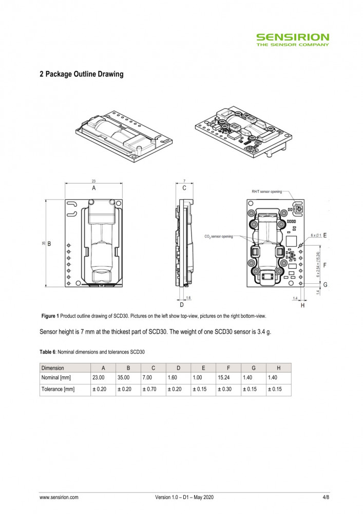 SCD30 datasheet page 4