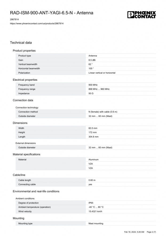 2867814 product documentation page 2