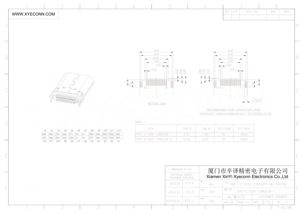TYPE-C-G09-1JBWJ0.8-1 drawing page 2