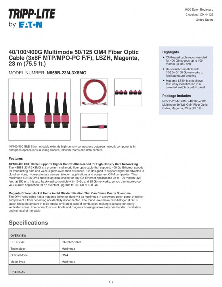 N858B-23M-3X8MG technical document page 1