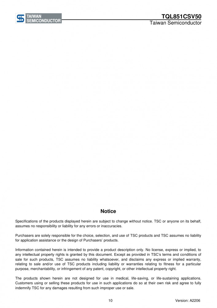 TQL851CSV50 datasheet page 10