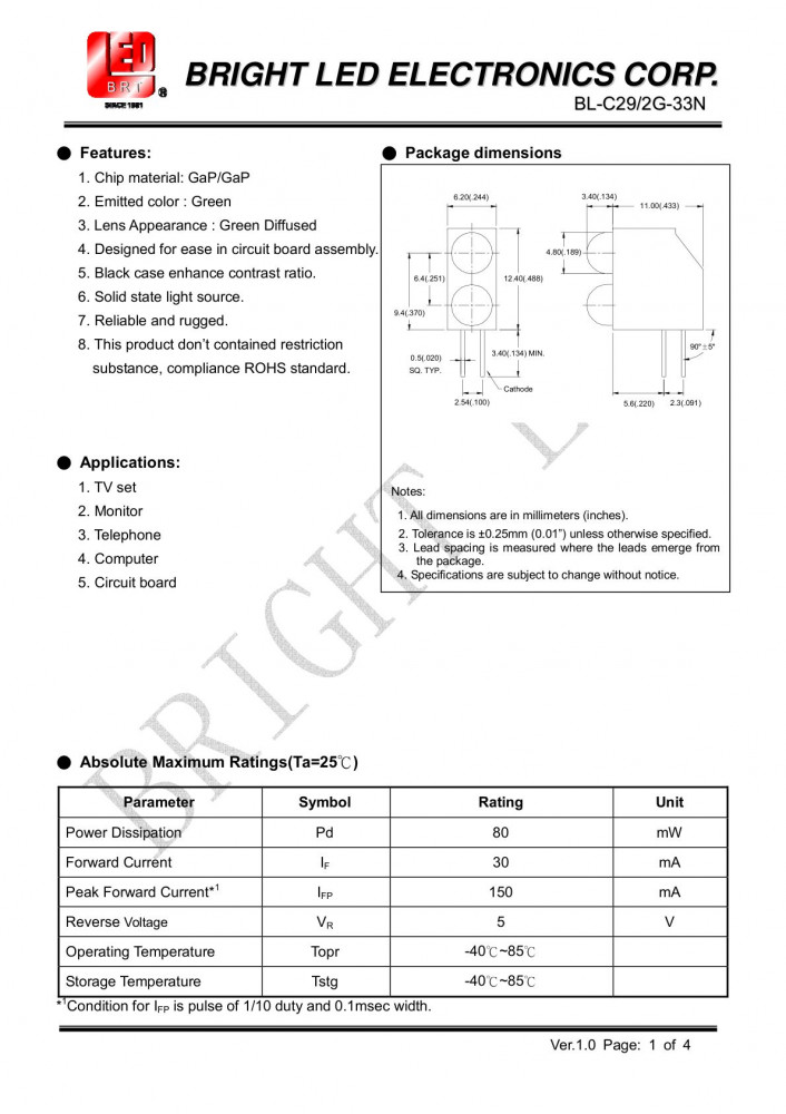 BL-C29-2G-33N datasheet page 1