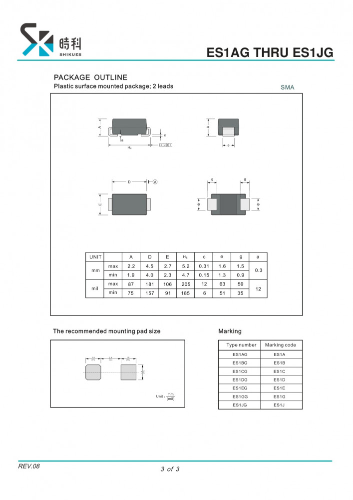 ES1JG datasheet page 3