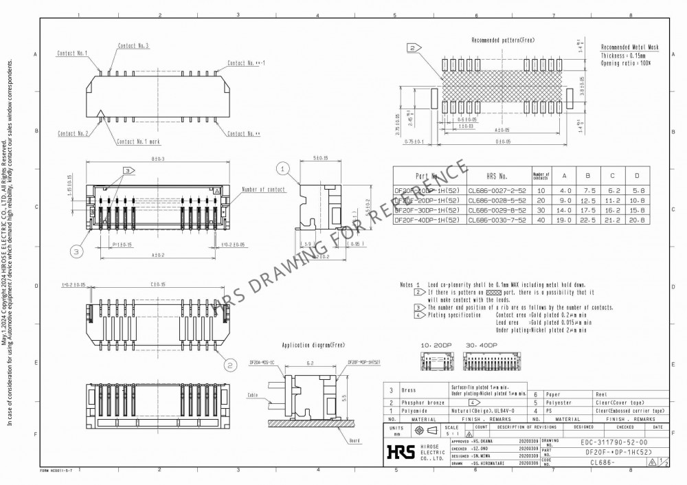 HRS DF20F-40DP-1H(52) drawing page 1