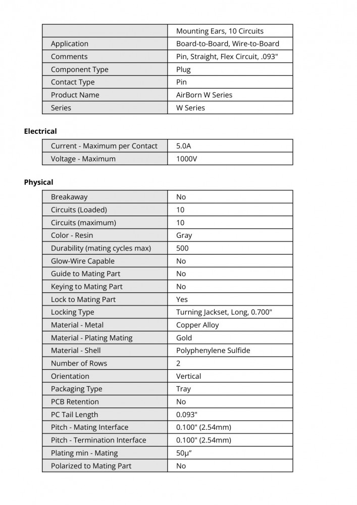 WTA10PF6JTL product documentation page 2