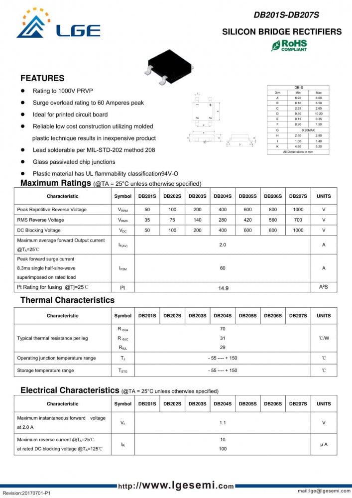 LGE DB206S datasheet page one