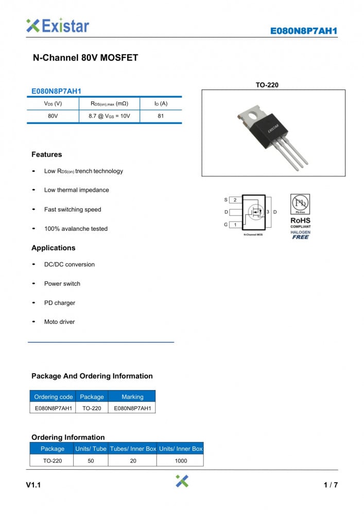 E080N8P7AH1 datasheet page 1