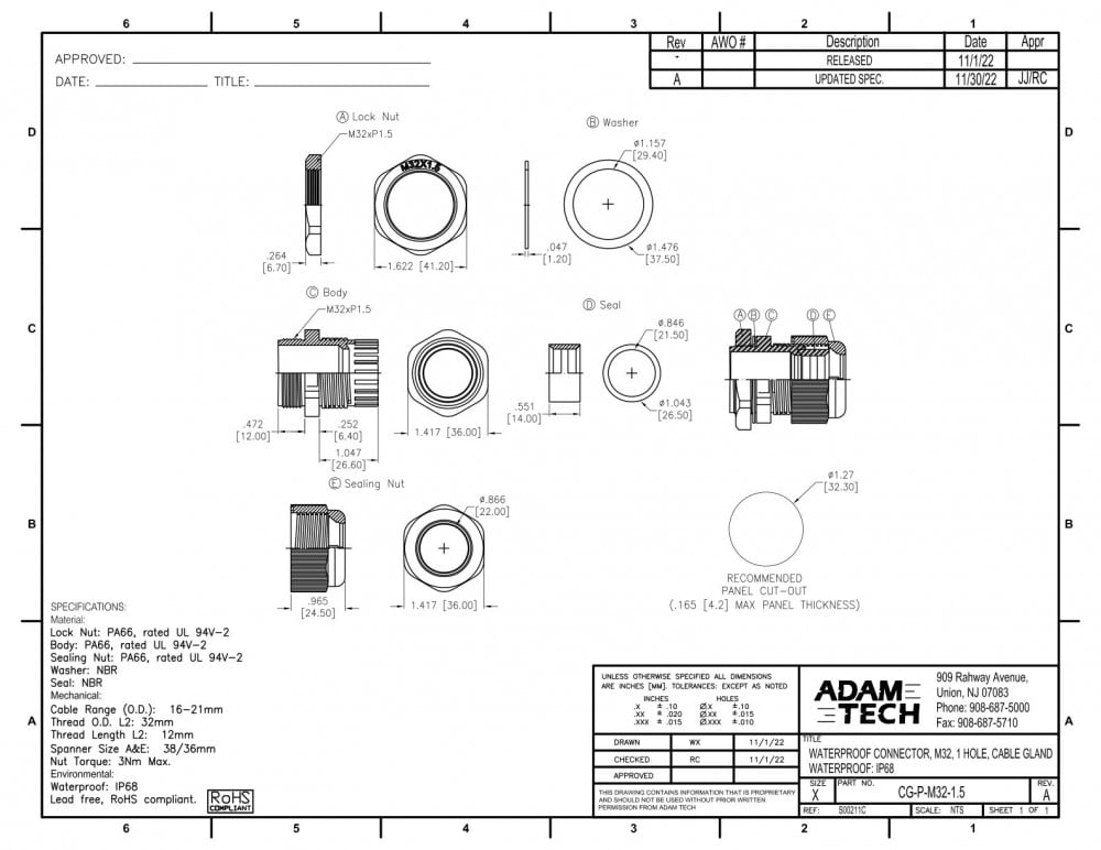 ADAM TECH CG-P-M32-1.5 technical document preview
