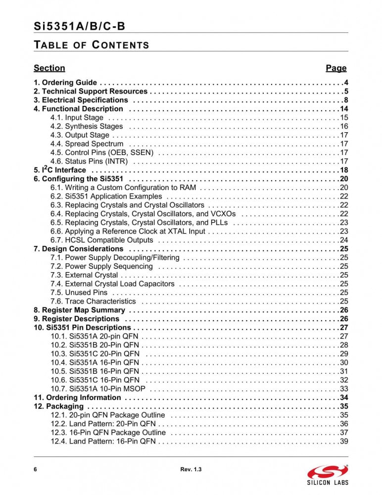 SI5351 datasheet page 6