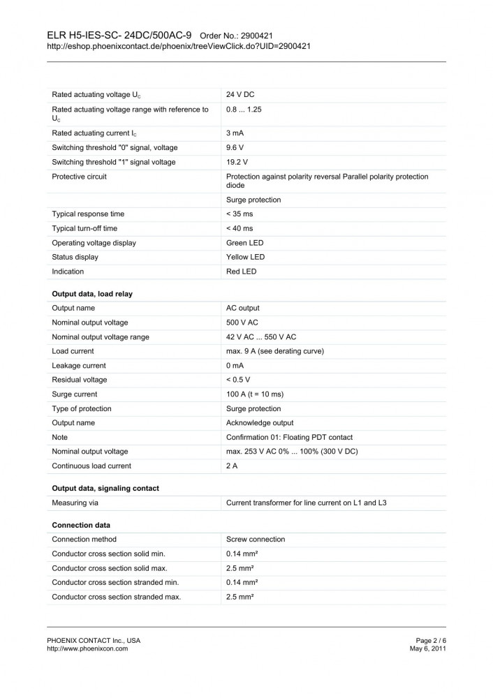 Phoenix Contact 2900421 technical document page 2