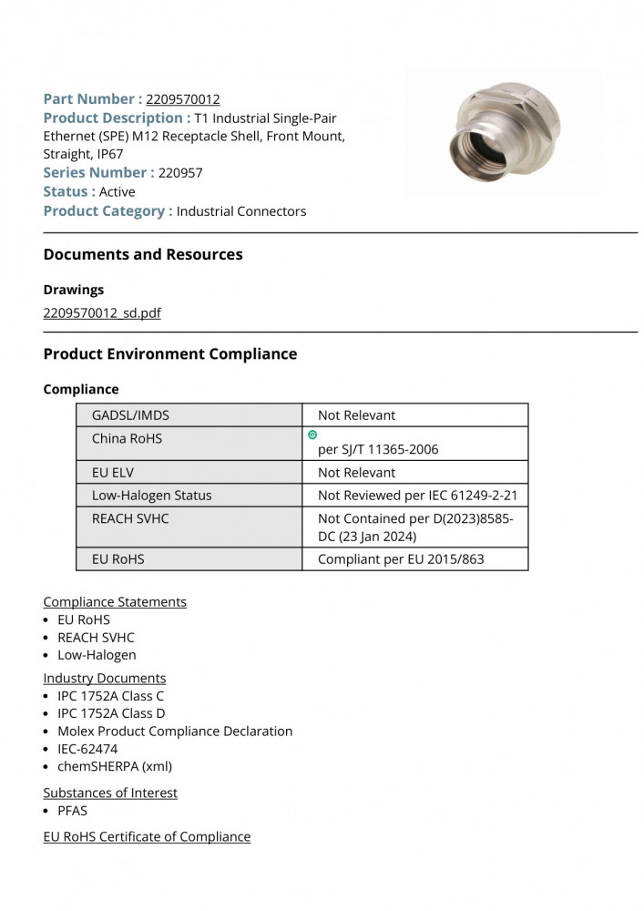 2209570012 product drawing page 1