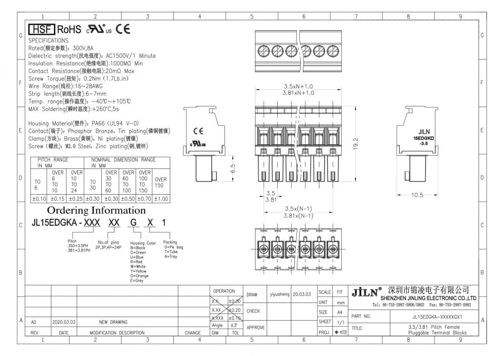 JILN JL15EDGKA-38103G02 Header Plug Socket index 1