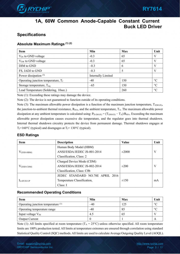 RY7614 datasheet page 3
