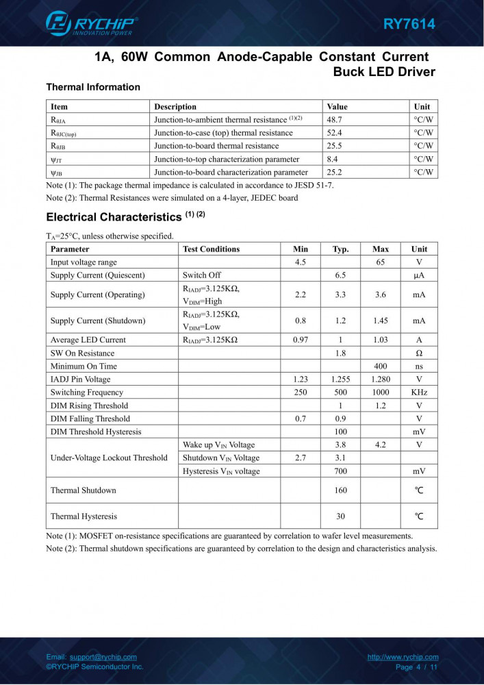 RY7614 datasheet page 4