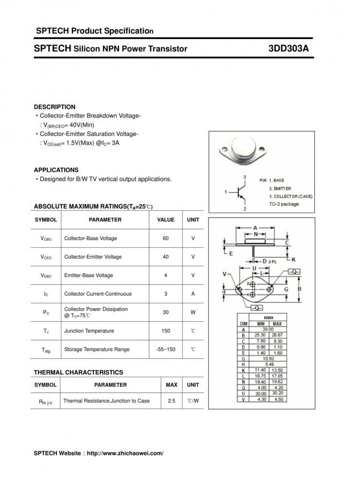 3DD303A datasheet page 1