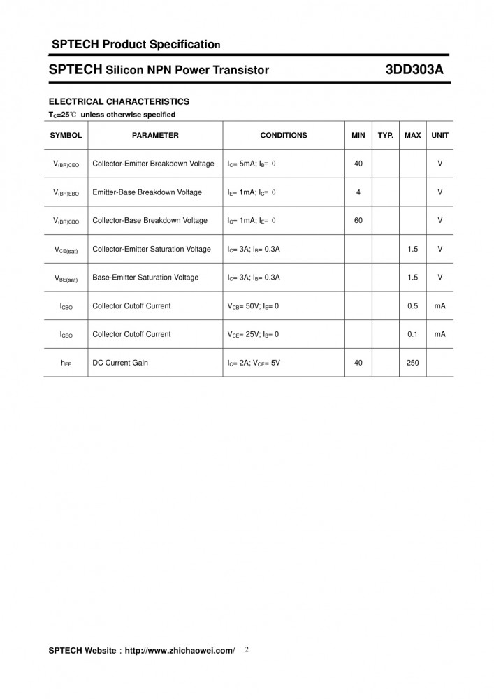 3DD303A datasheet page 2