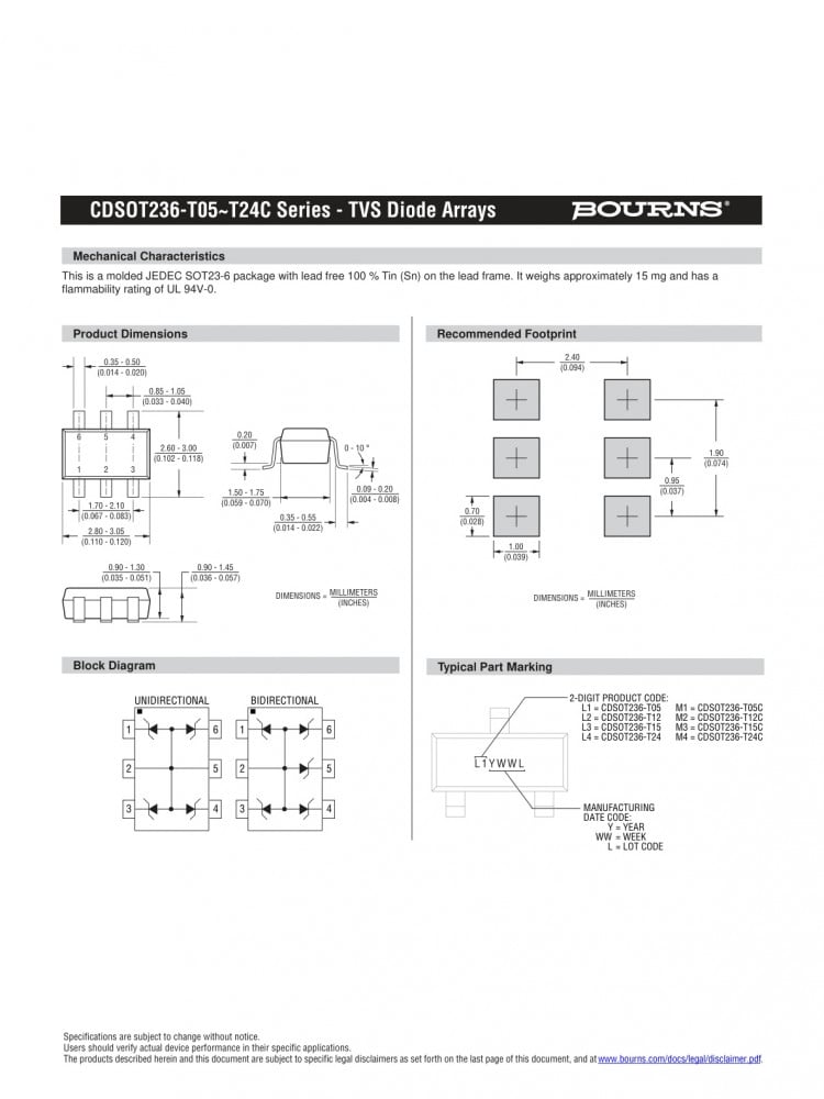 BOURNS CDSOT236-T05C datasheet page 2
