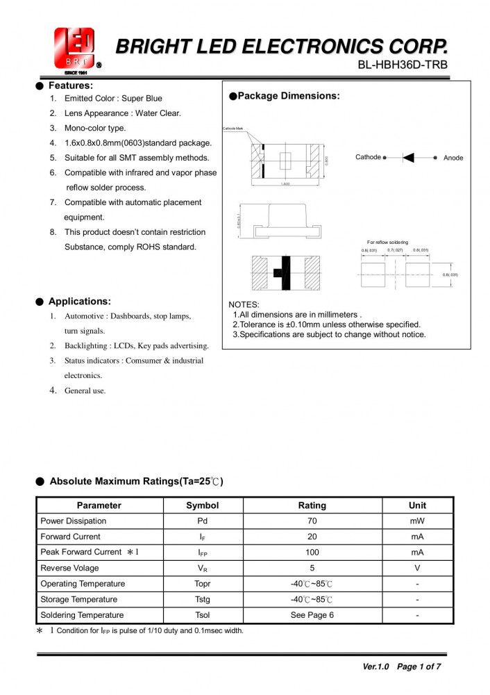 BL-HBH36D-TRB datasheet page 1