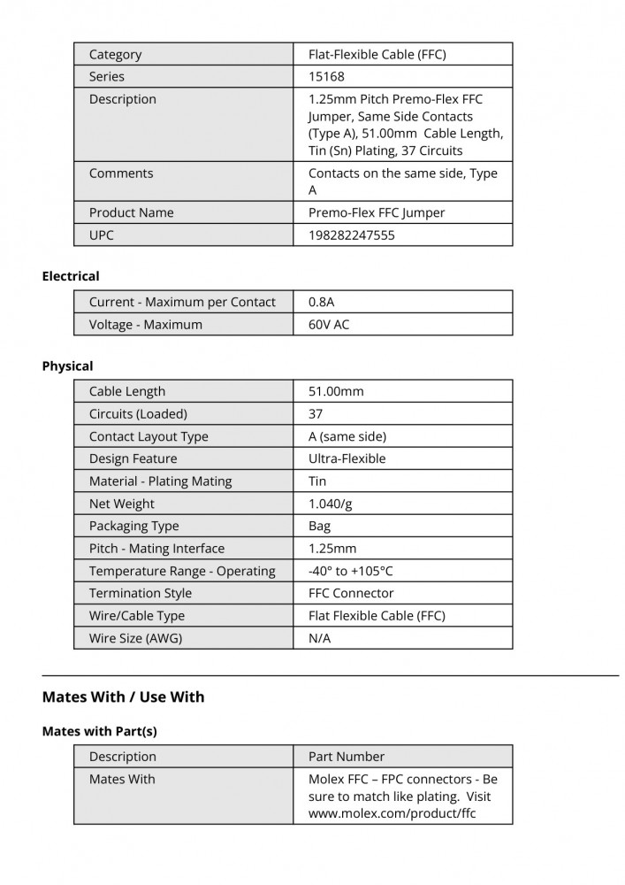 MOLEX 151681077 product specification page 2