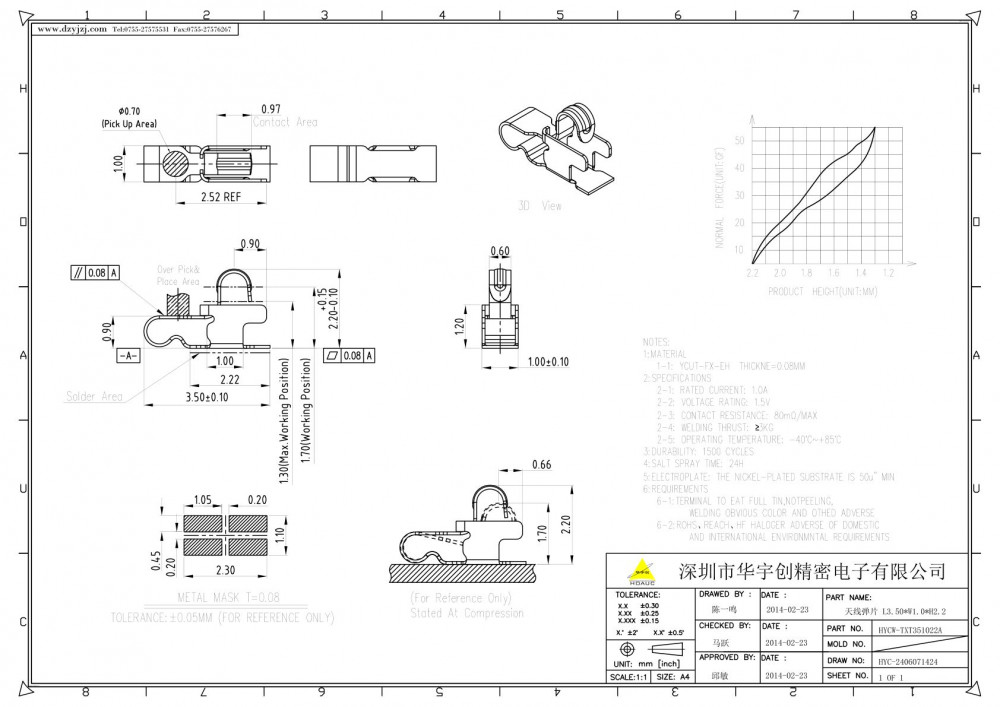 HOAUC HYCW-TXT351022A technical drawing