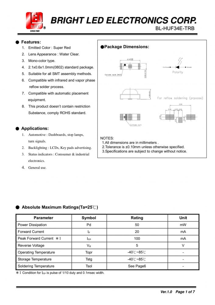 BL-HUF34E-TRB datasheet page 2