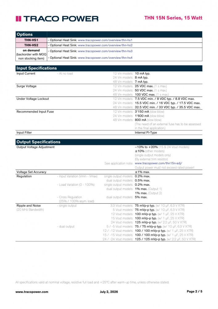 THN 15N datasheet page 2