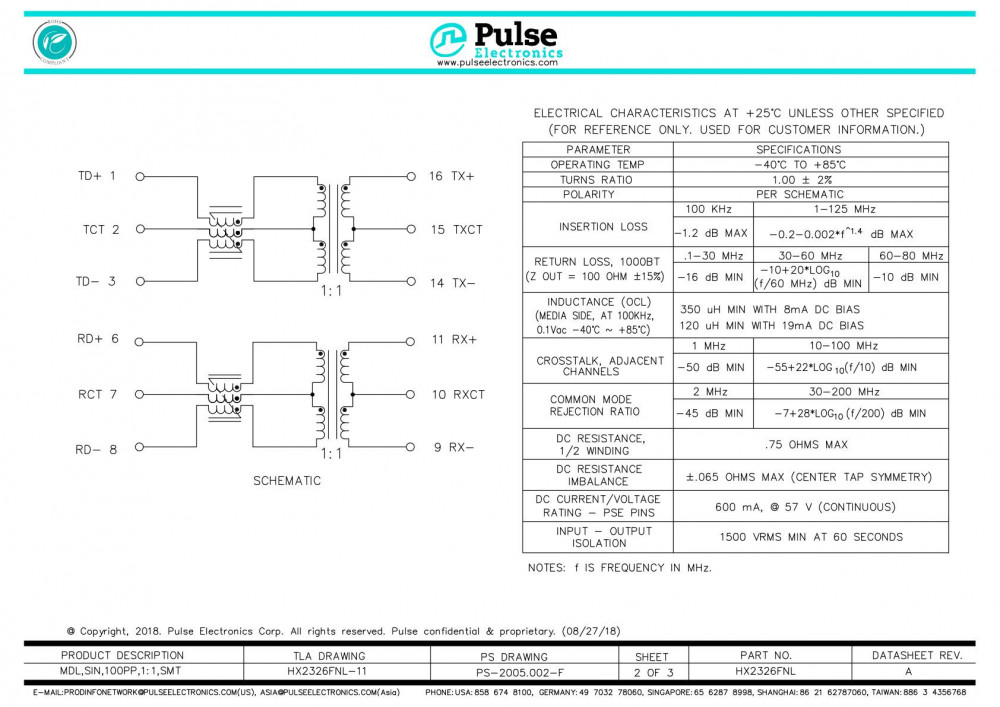HX2326FNL datasheet sheet 2