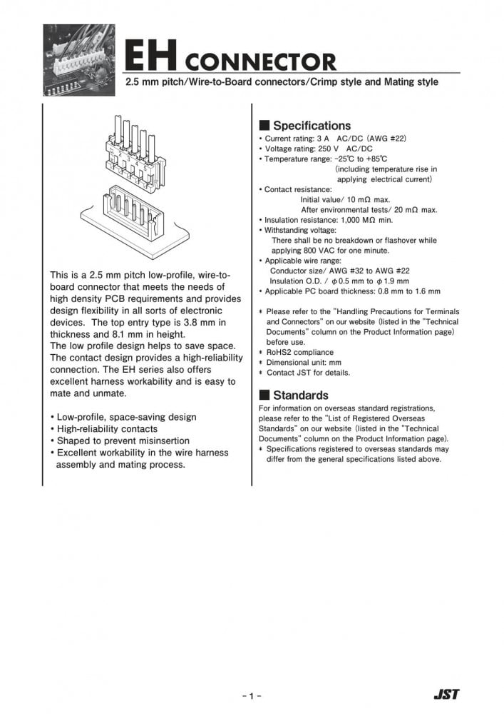 JST EH connector documentation page 1