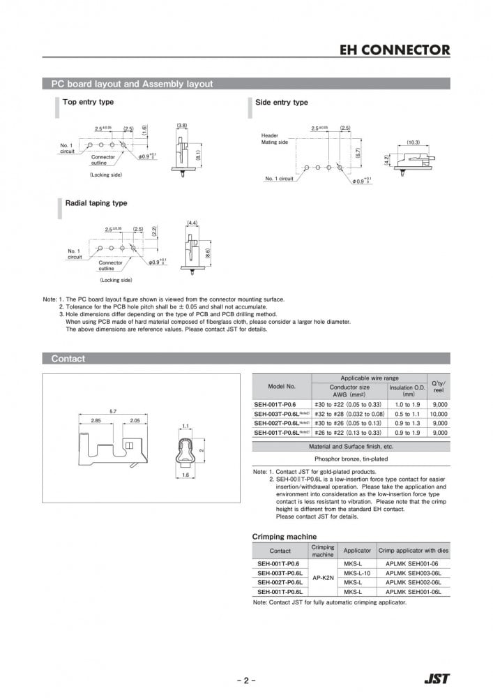 JST EH connector documentation page 2