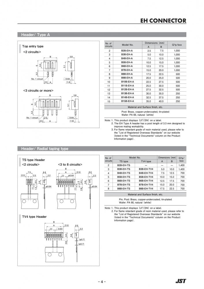 JST EH connector documentation page 4