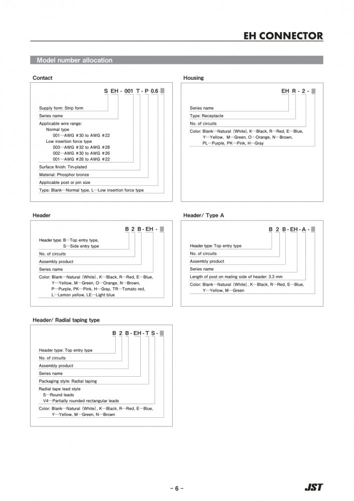 JST EH connector documentation page 6