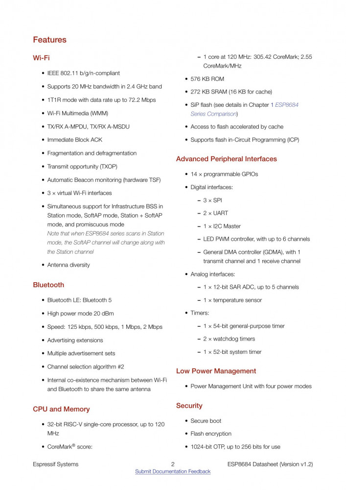 ESP8684H2 datasheet page 3