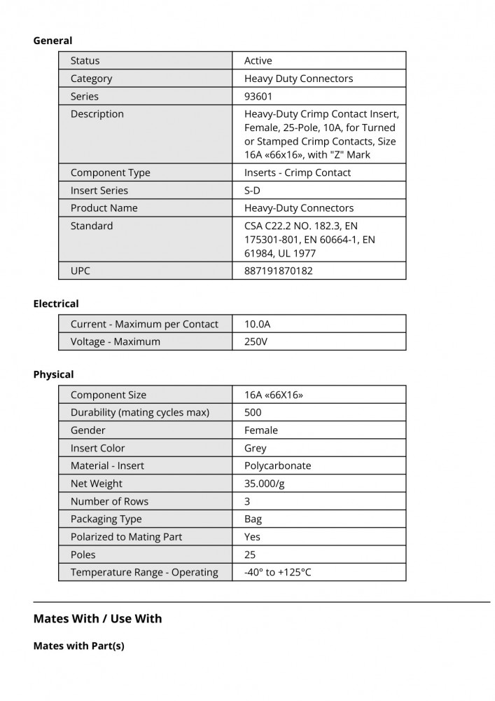Technical document image 2 for MOLEX 936010100
