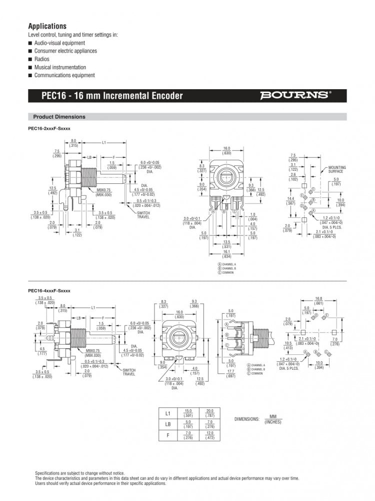 BOURNS PEC16 datasheet page 2