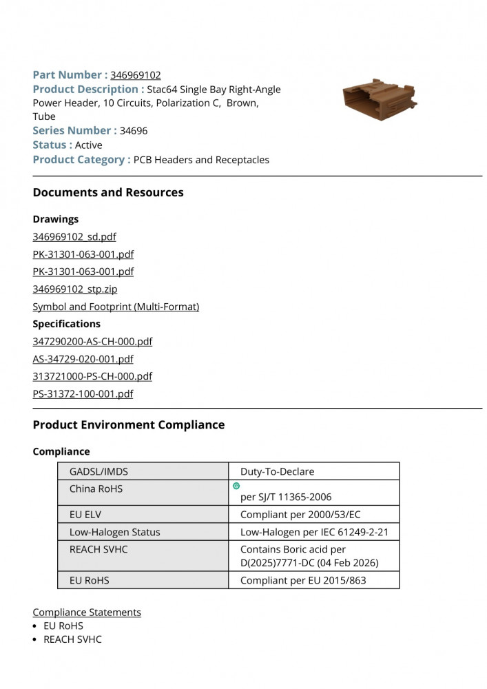 MOLEX 346969102 technical document page 1