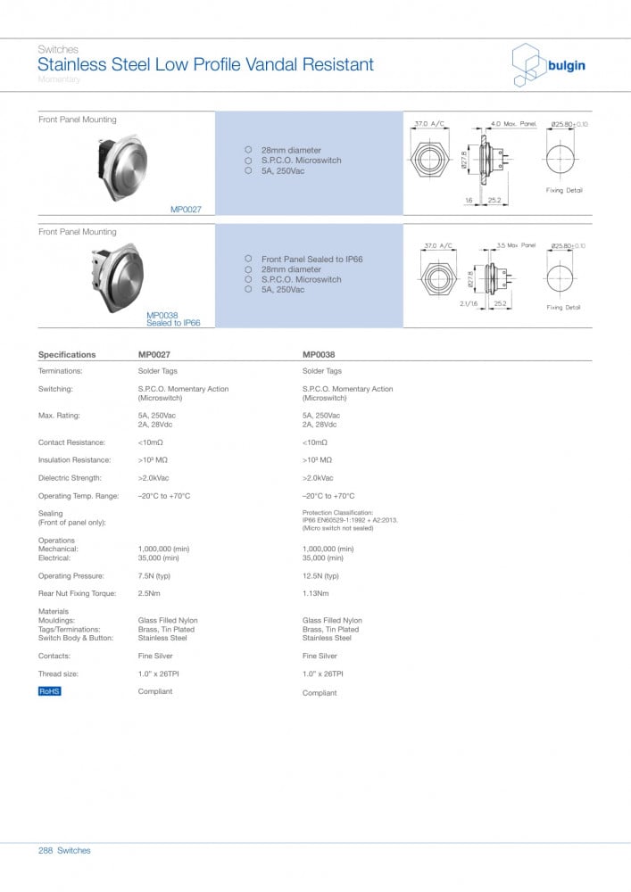 Bulgin switch catalogue page 2