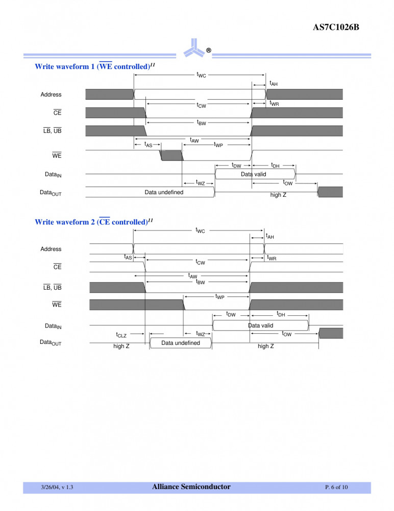 AS7C1026B datasheet page 6