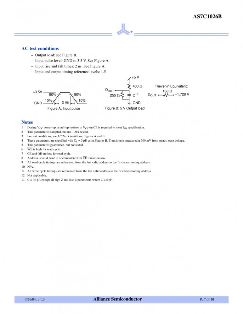 AS7C1026B datasheet page 7