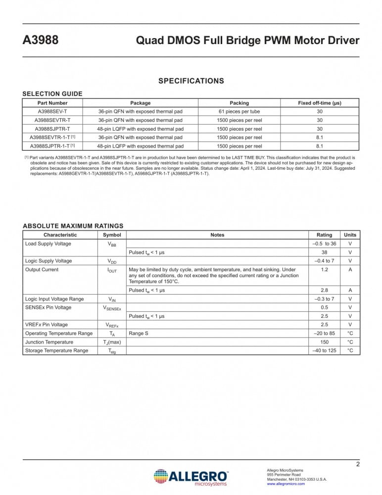 A3988 datasheet page 2