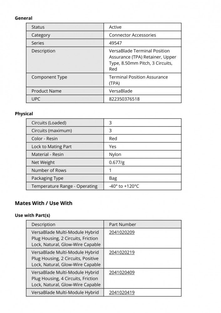 MOLEX 495470392 technical document image, page 2