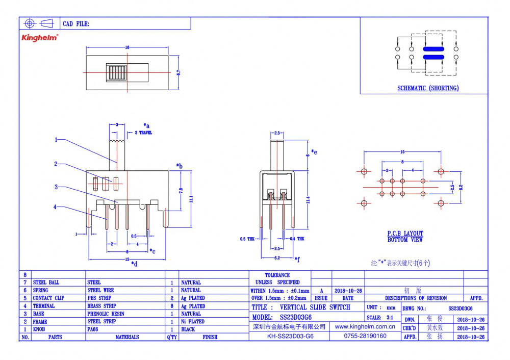 KH-SS23D03-G6 Kinghelm technical drawing