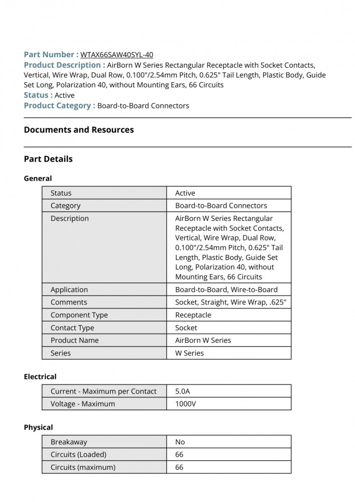 WTAX66SAW40SYL-40 technical document page 1