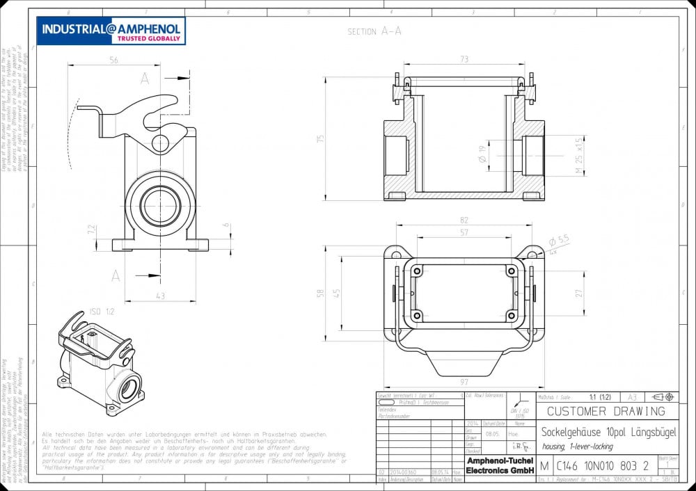 Amphenol C14610N0108032 technical document page