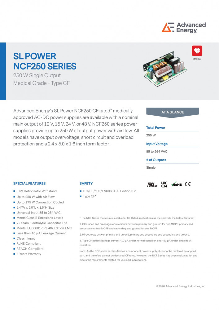 NCF250 datasheet page 1