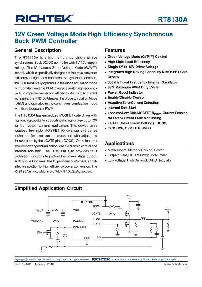 RT8130A datasheet page 1
